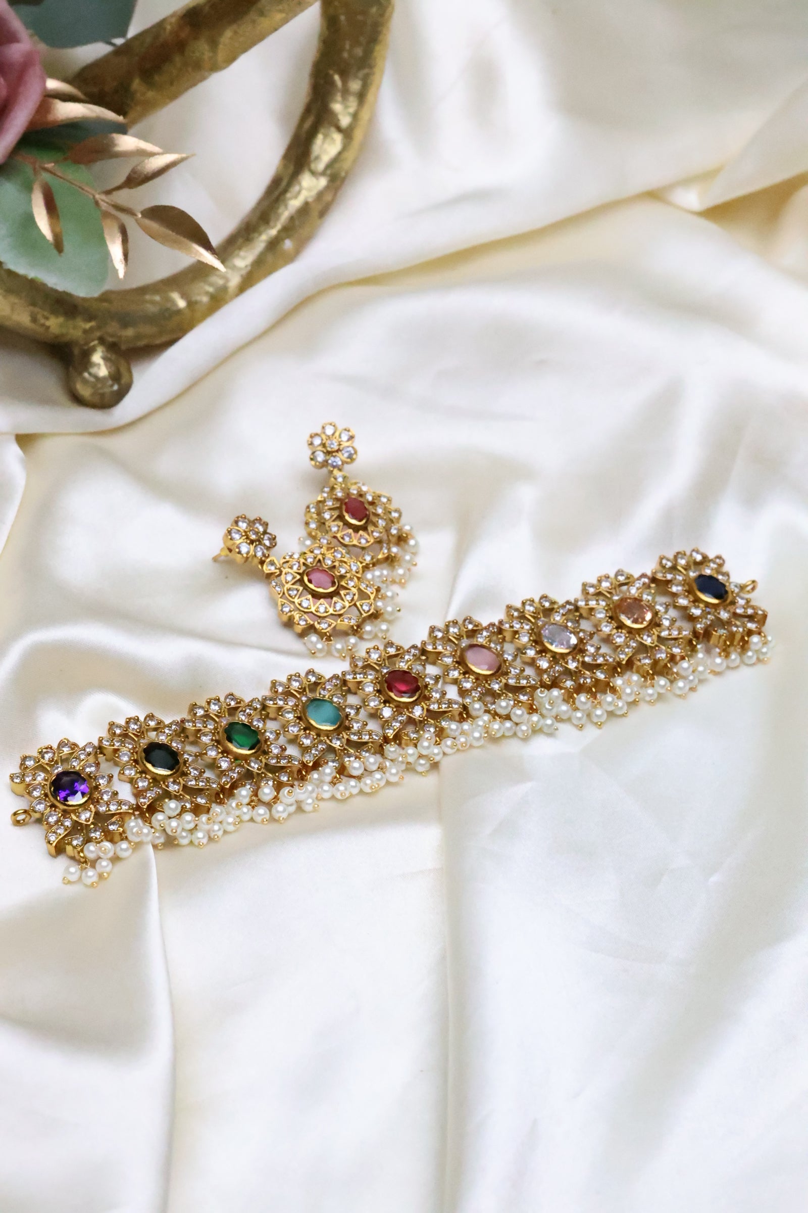 Statement Navratan Choker [11666] – Arnish Designs