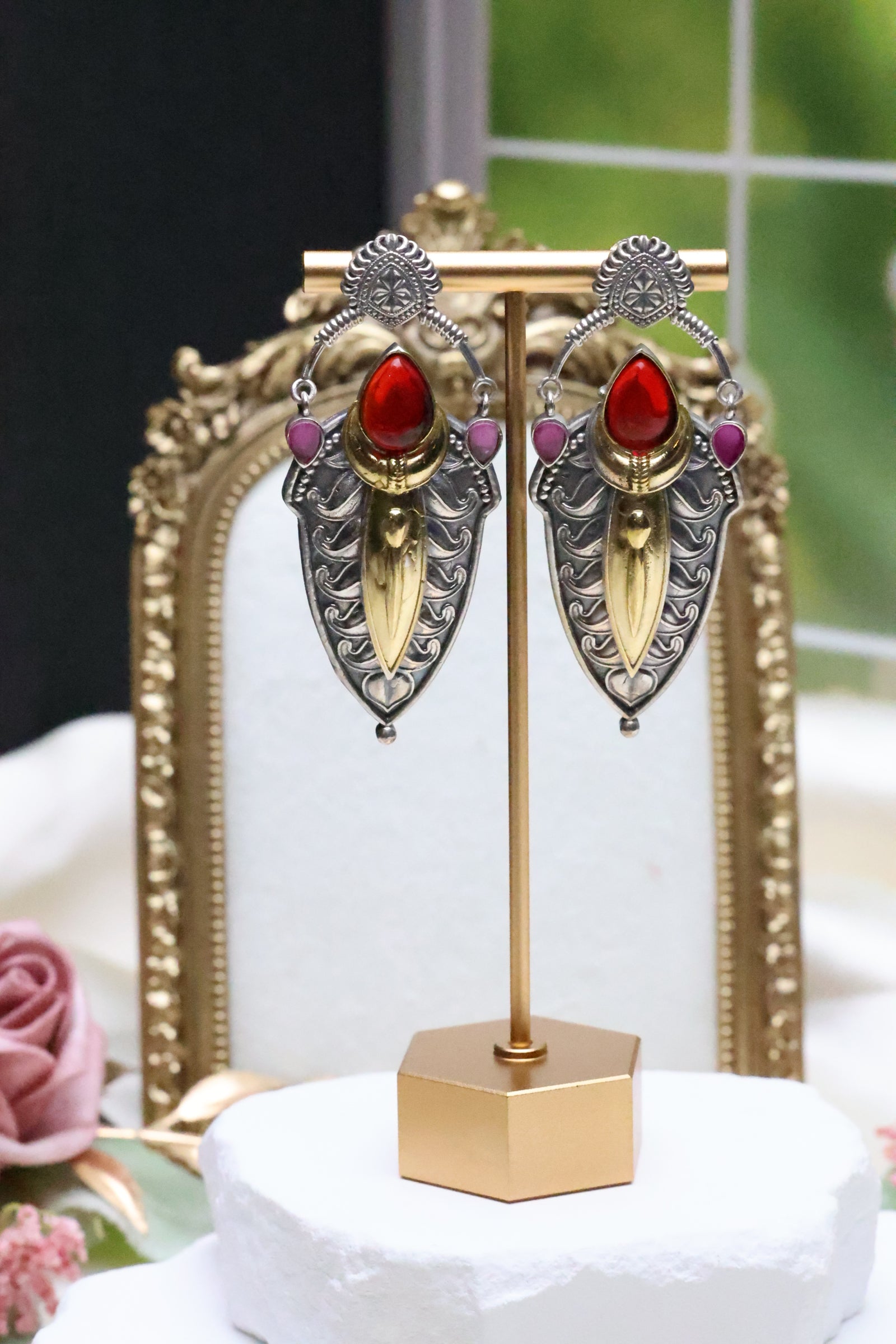 Dual Tone Contemporary GS Earring [11833] – Arnish Designs