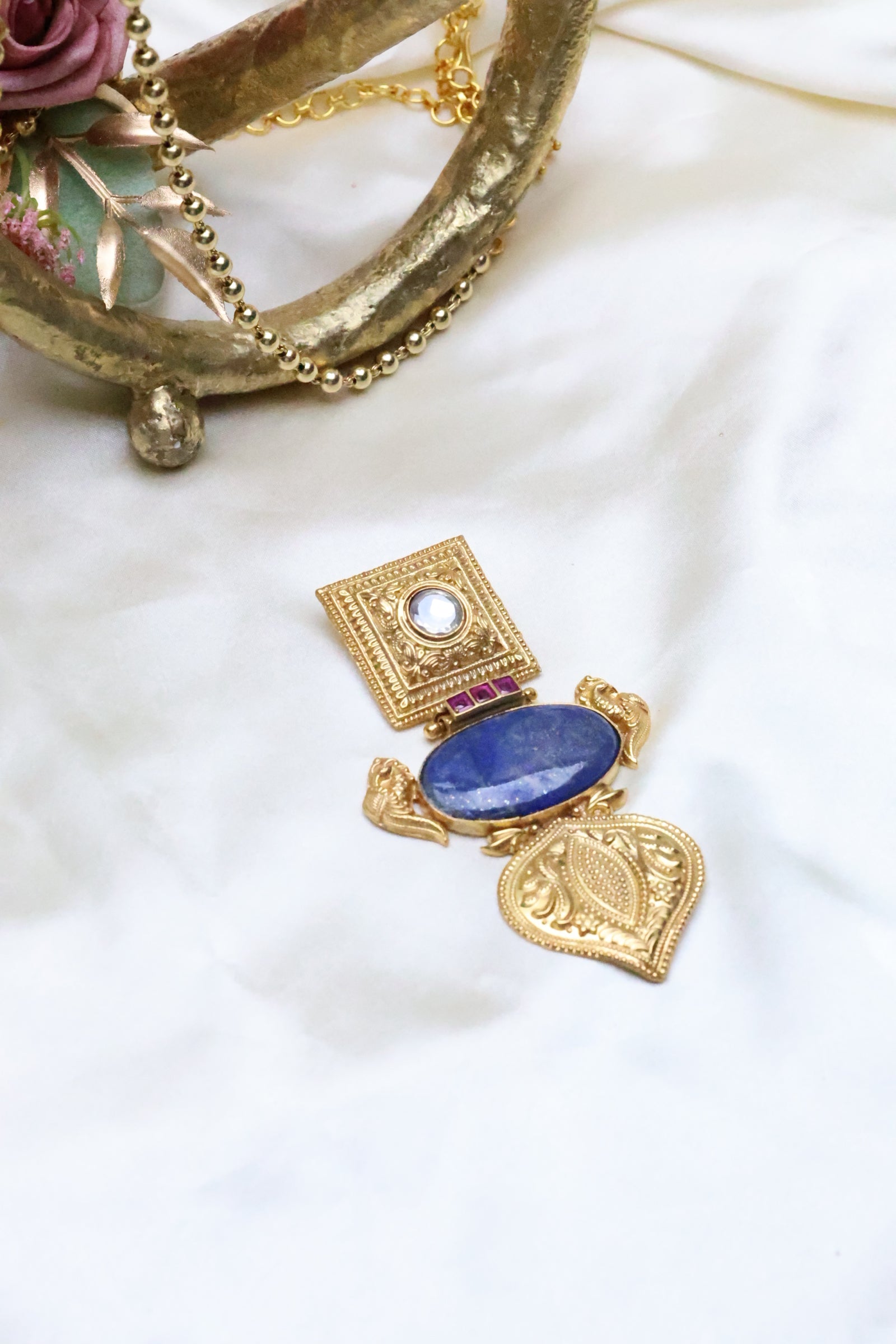 92.5 Gold-Plated Silver Pendant with Blue Jasper – Arnish Designs